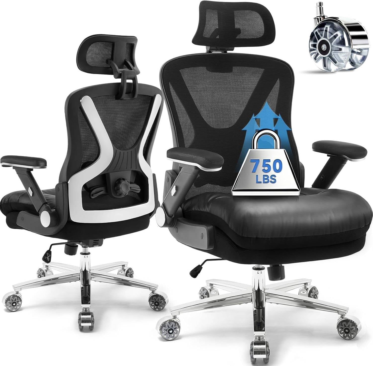 750 lbs Ergonomic Mesh Office Chair with High Back, 5D Adjustable Arms ...