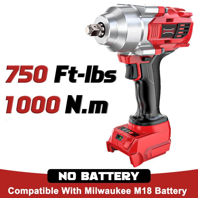 750Ft-lbs (1000N.m) Impact Wrench 1/2 inch for Milwaukee M18 Battery (Battery NOT Included ...