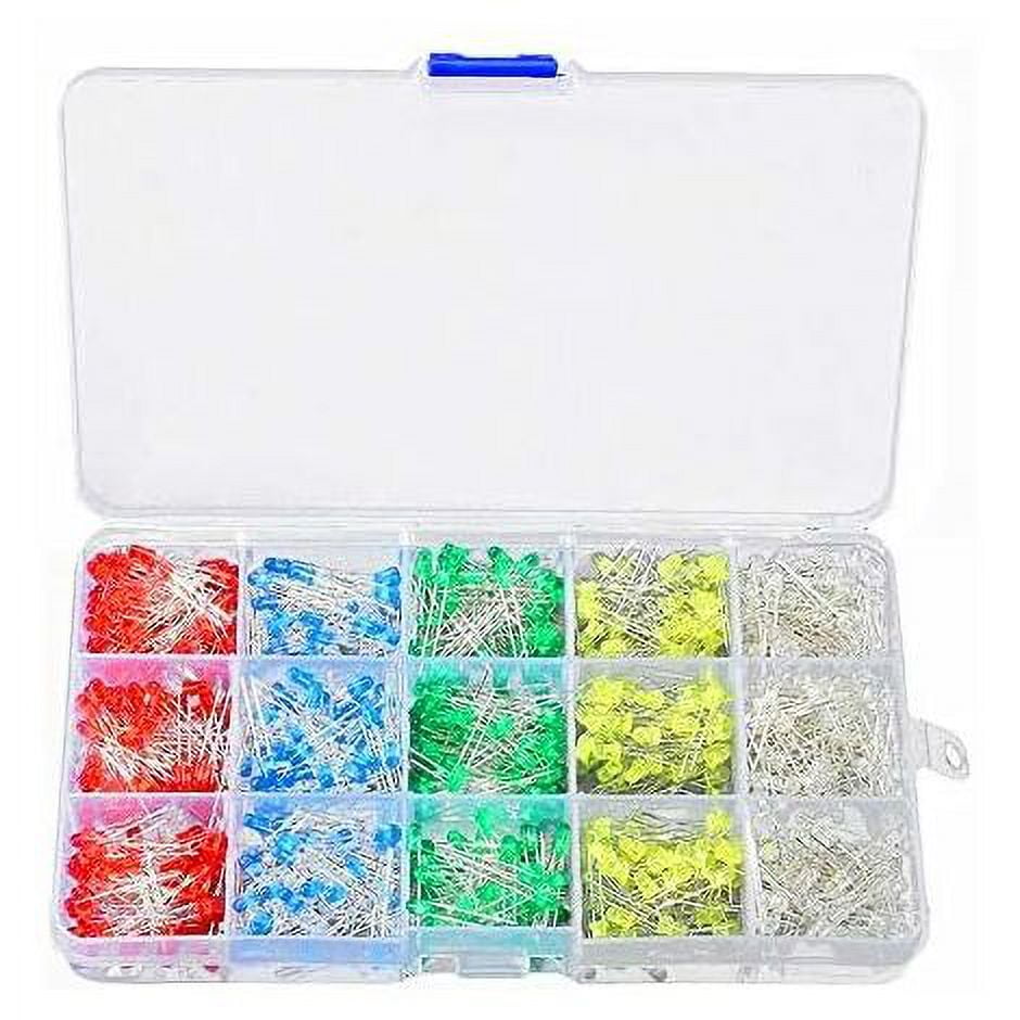750Pcs 3mm LED Light Emitting Assortment Kit Electronic Lighting Bulb ...