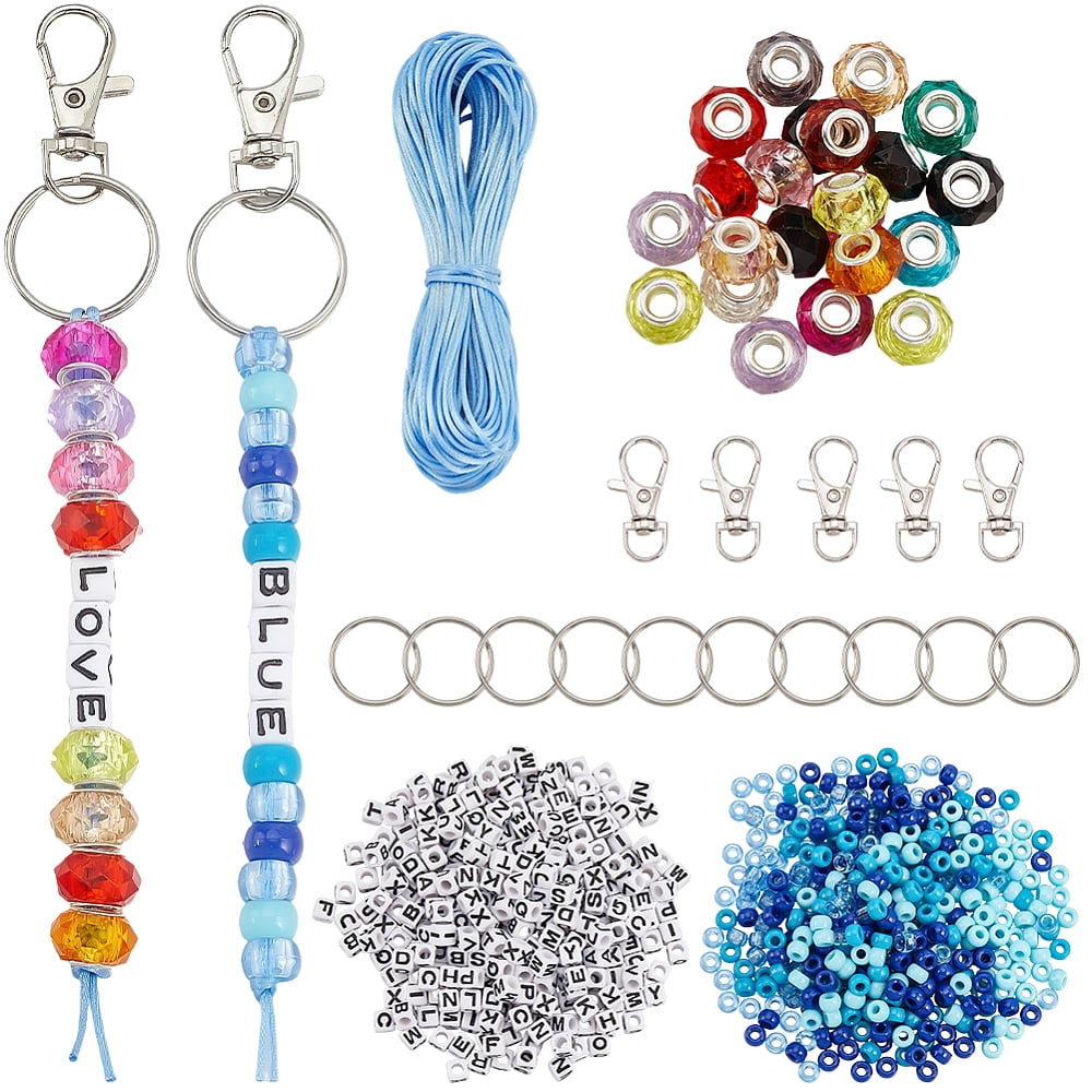 750Pcs DIY 5 Sets Alphabet Beads Keychain Kit Letter Beads Set with 20m ...