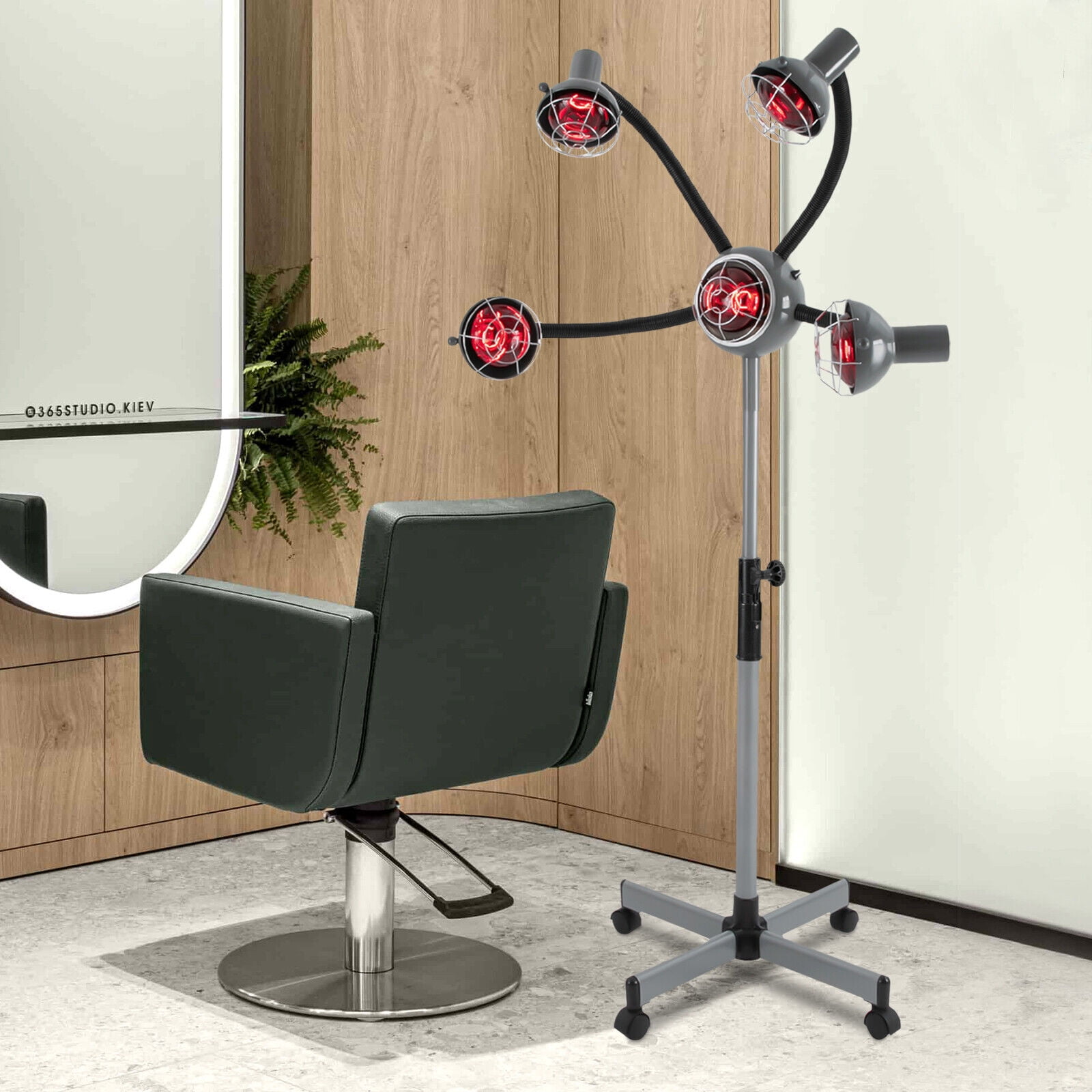 750W 5 Head Salon Infrared Heat Lamp, Adjusting Height Styling Perming ...