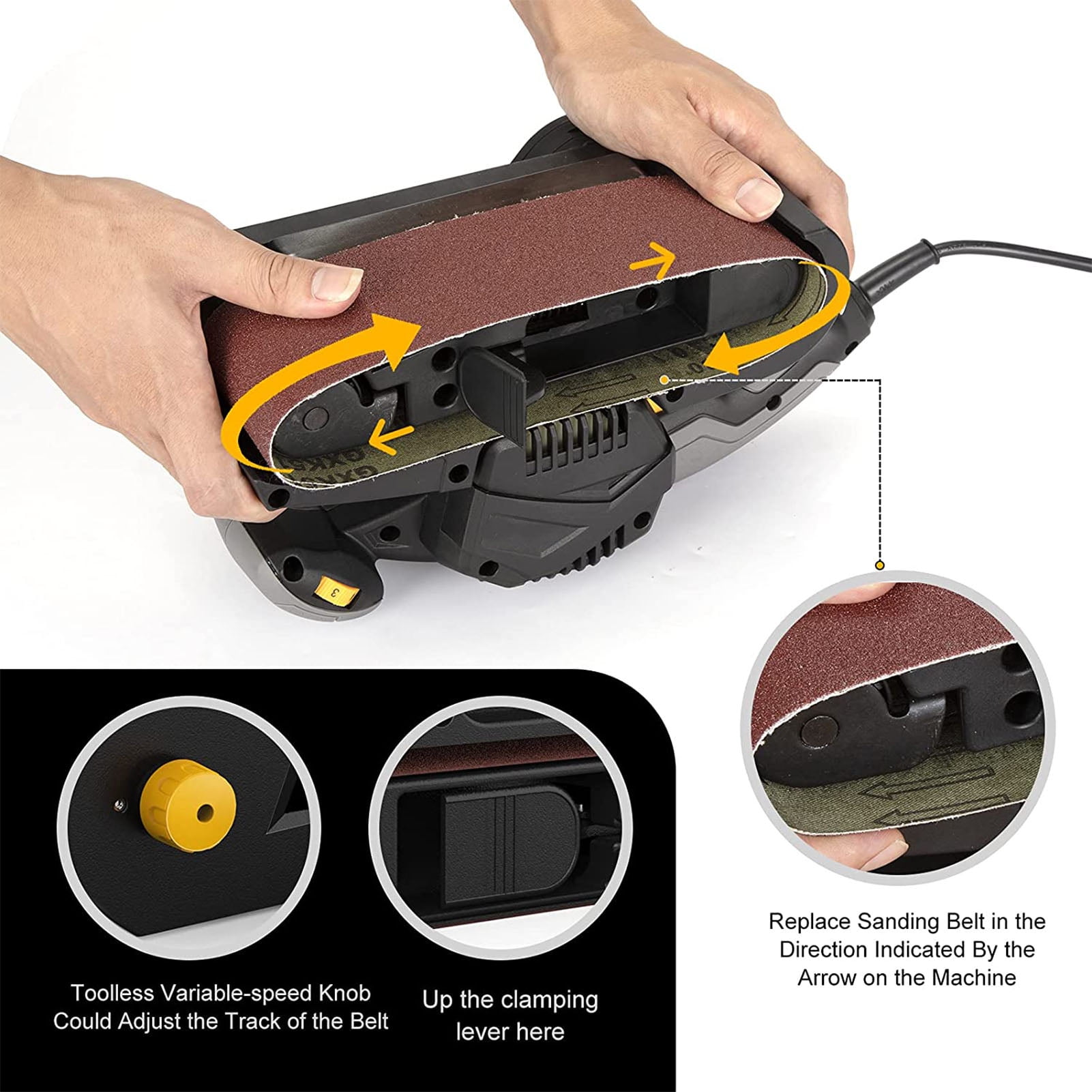 750W Belt Sander 75mm X 533mm With 10 Piece Sanding Belts And Dust Bags ...