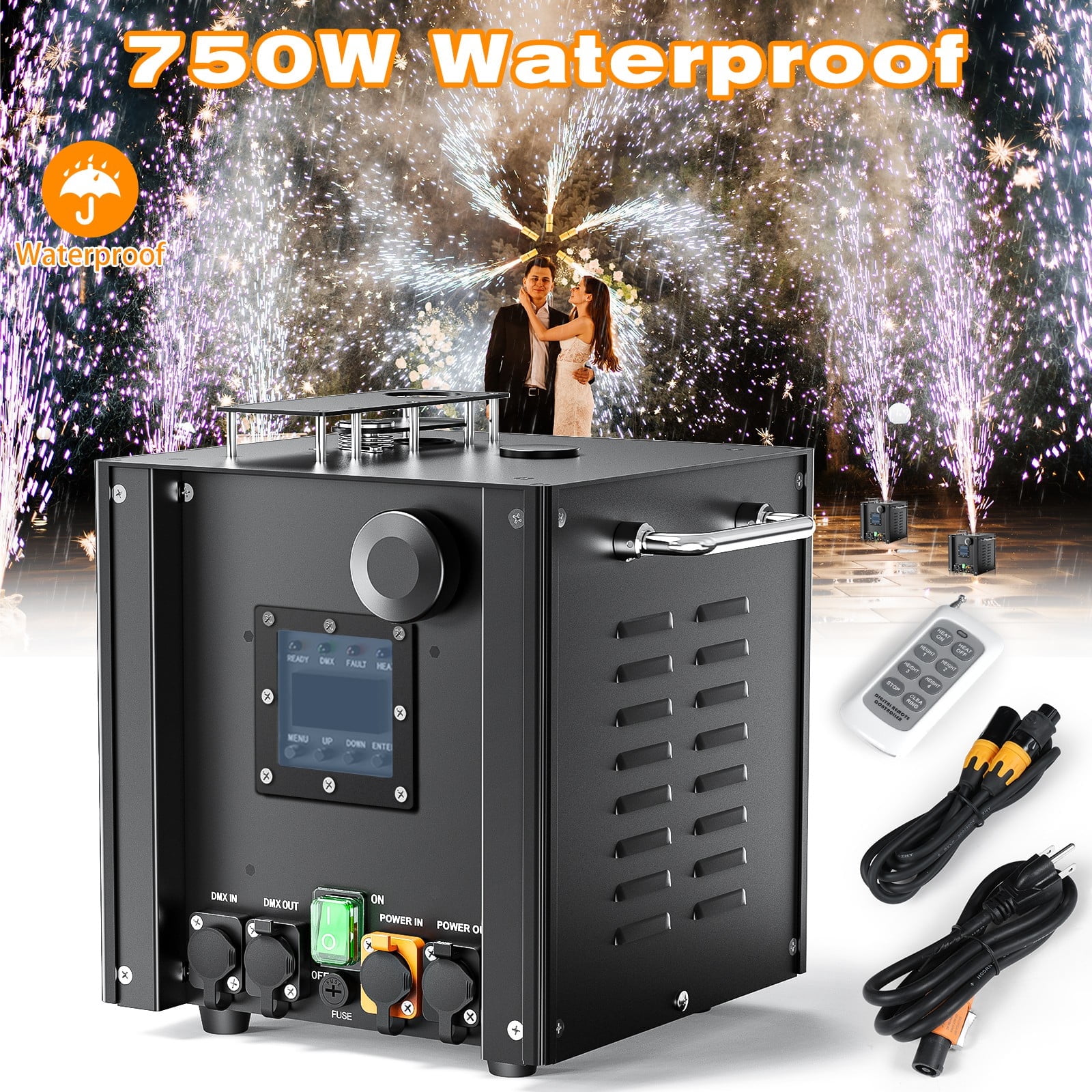 750W Cold Spark Machine 7.2-18ft Spraying Height Waterproof Electronic ...