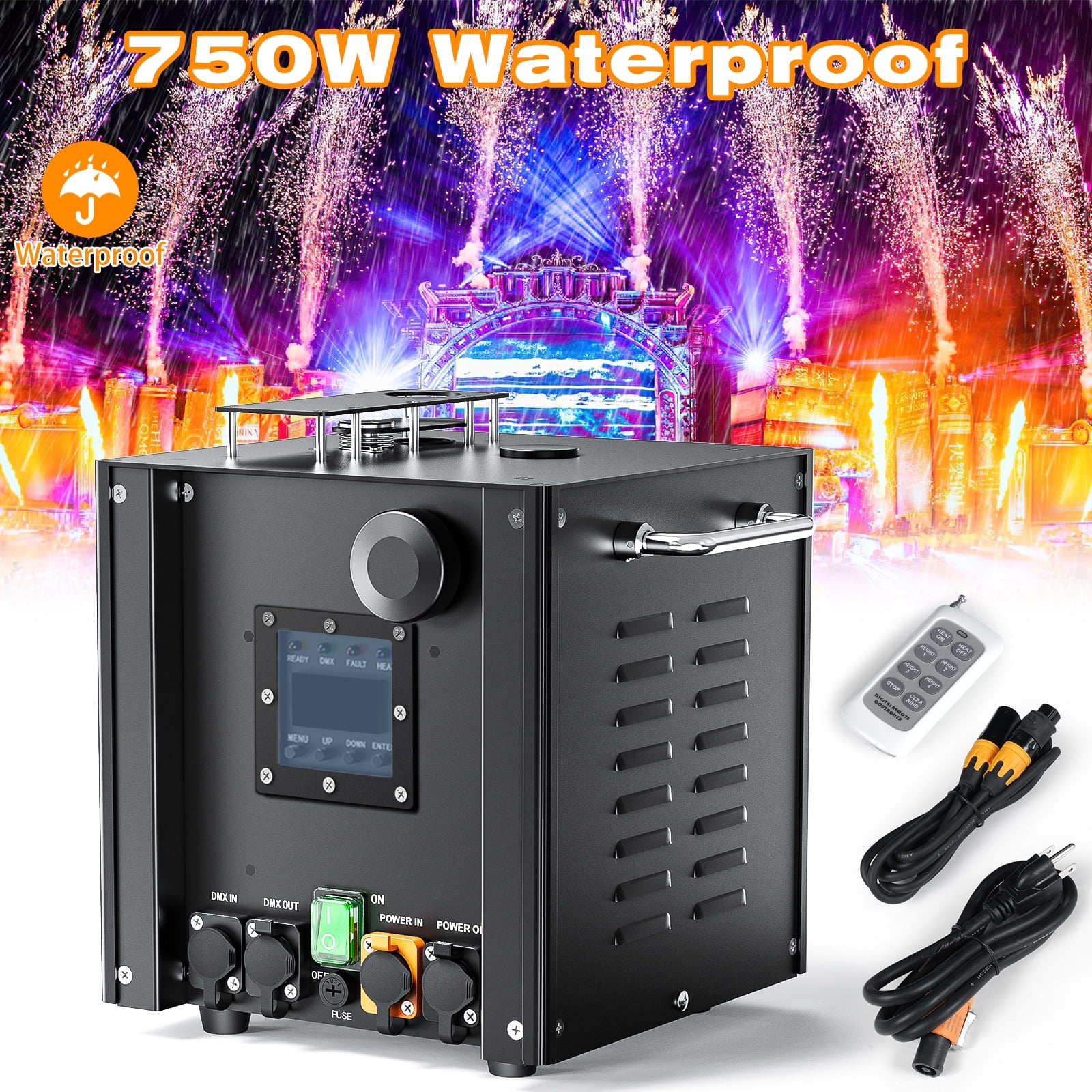 750W Cold Spark Machine 8.2-18ft Adjustable Waterproof Stage Firework ...