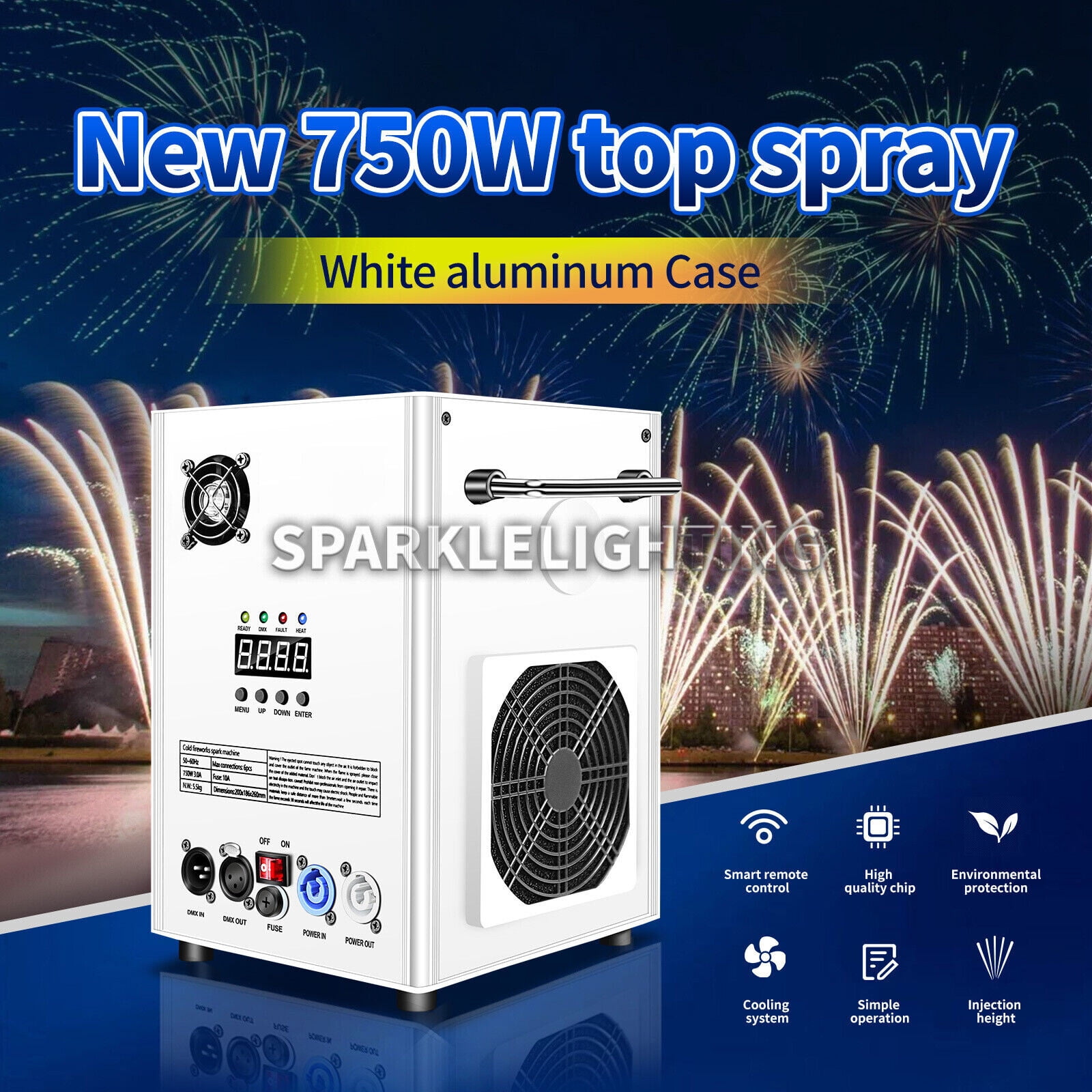 750W Cold Spark Machine DMX Sparkler Firework Wedding DJ Show Event ...