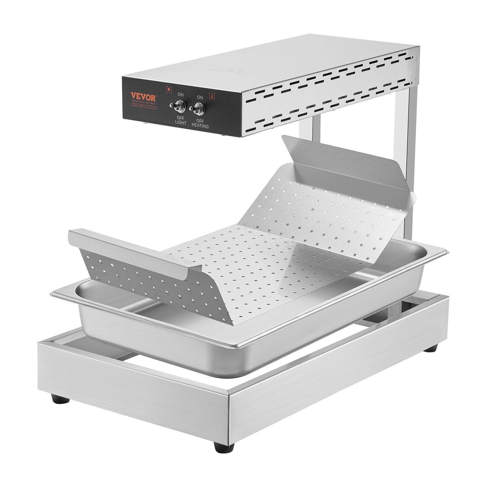 750W Commercial French Fry Warmer, Stainless Steel Food Heating Lamp ...