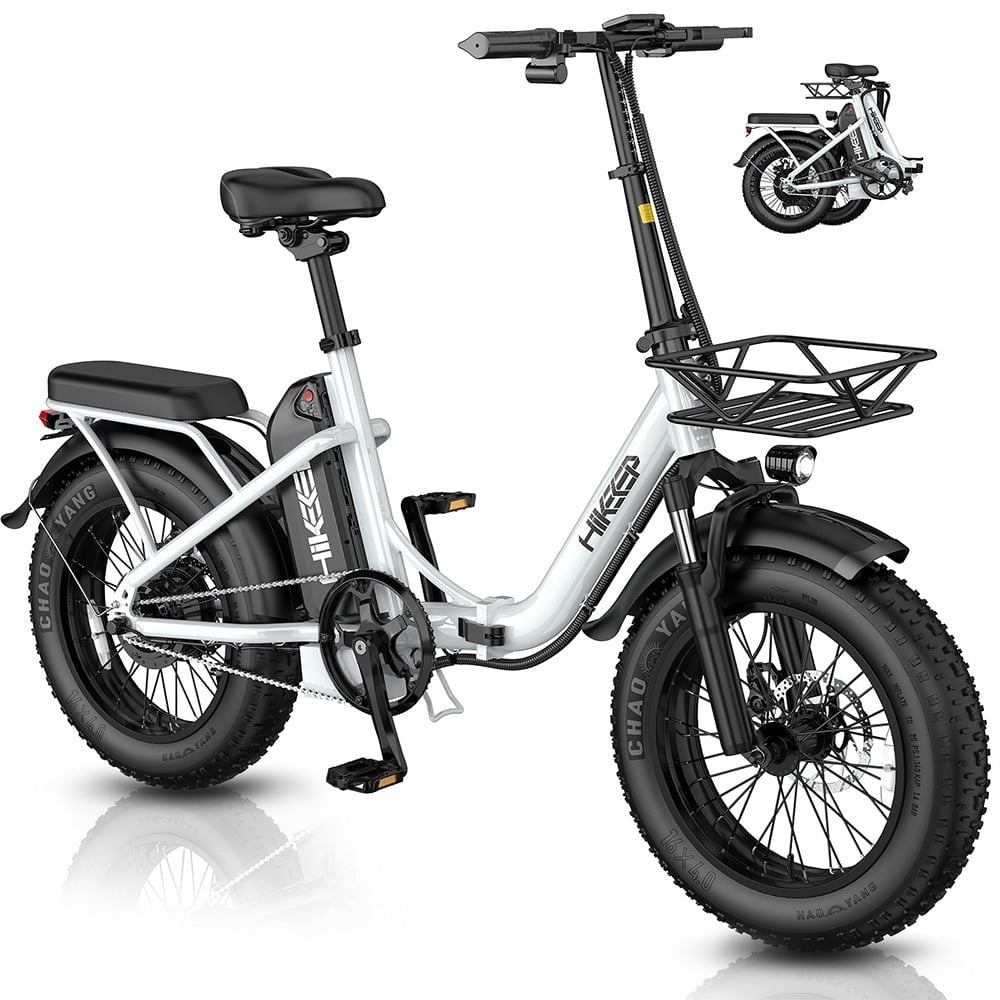 750W Electric Bike for Adults, 16x4.0 Fat Tire Ebike, Folding Mountain Bike with 48V 10Ah ...