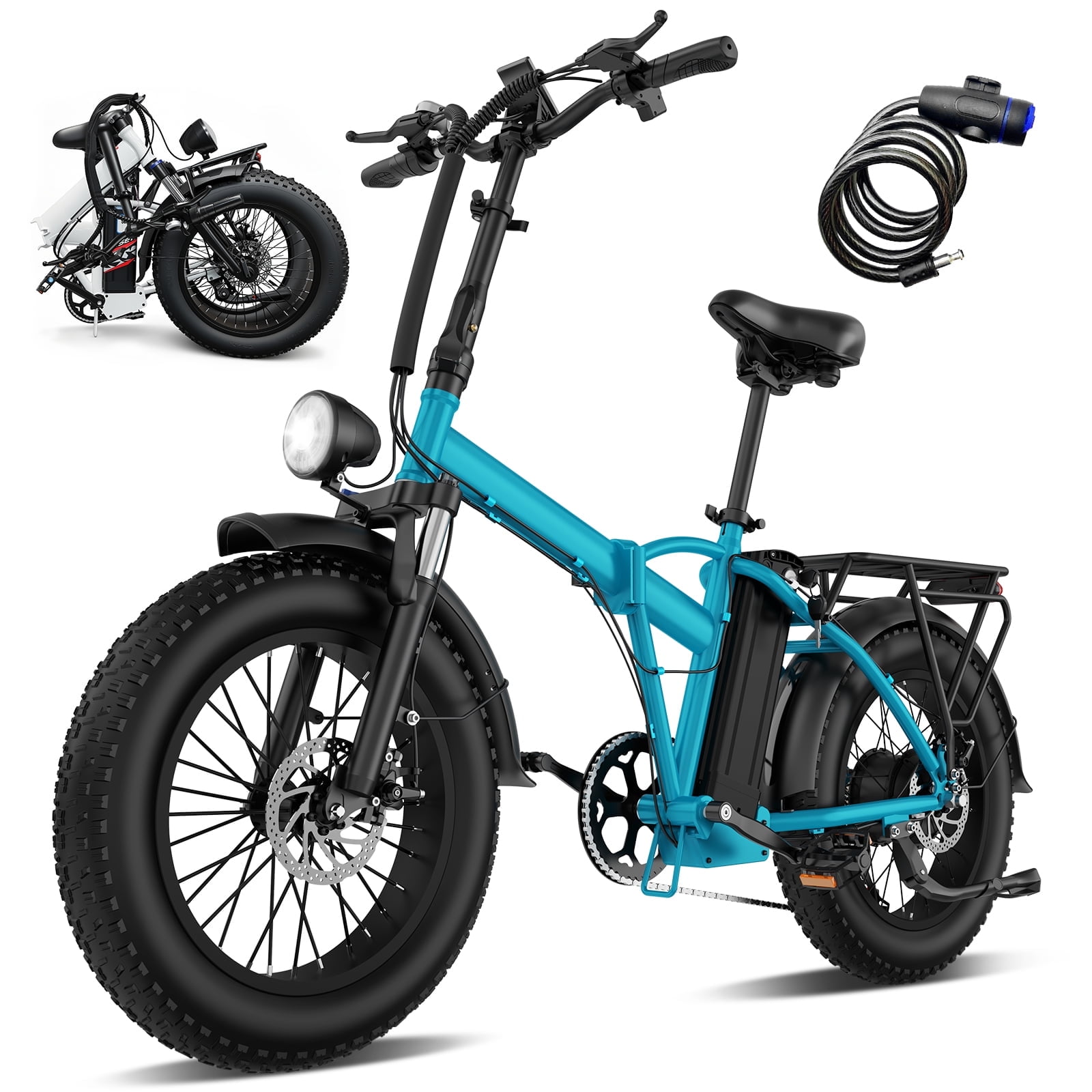 750W Folding Electric Bicycle for Adults, 48V 13AH, 20MPH, 20"x4" Fat ...
