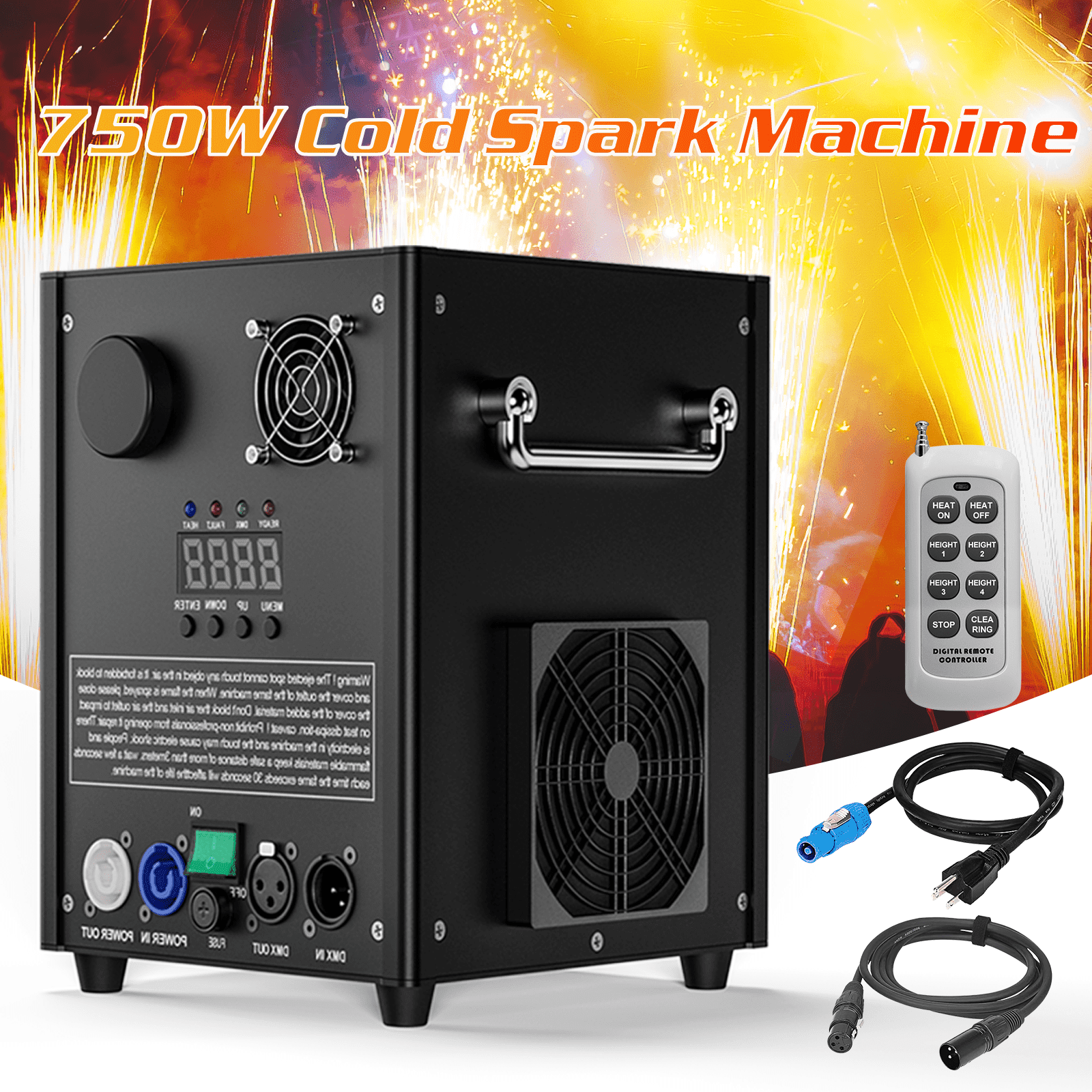 750W Large Cold Spark Firework Machine 8.2-18ft Adjustable Stage Effect ...