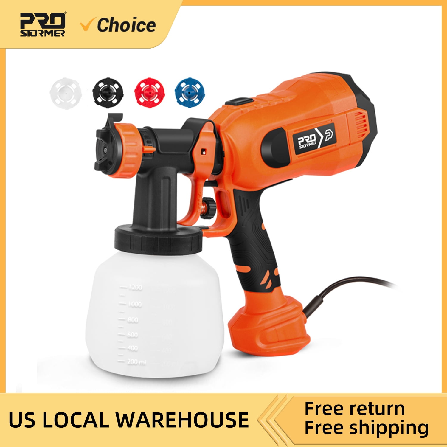 750W Paint Sprayer High Power HVLP Electric Spray Gun with 1200ml Easy ...