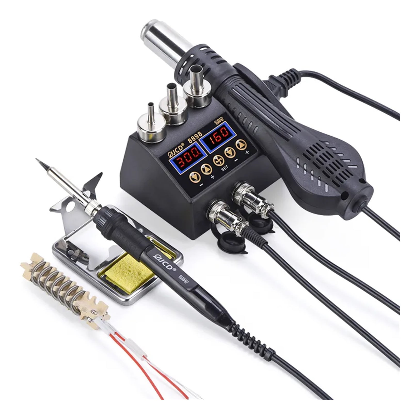 750W Rework Soldering Station 2 in 1 hot air soldering iron LCD Digital ...
