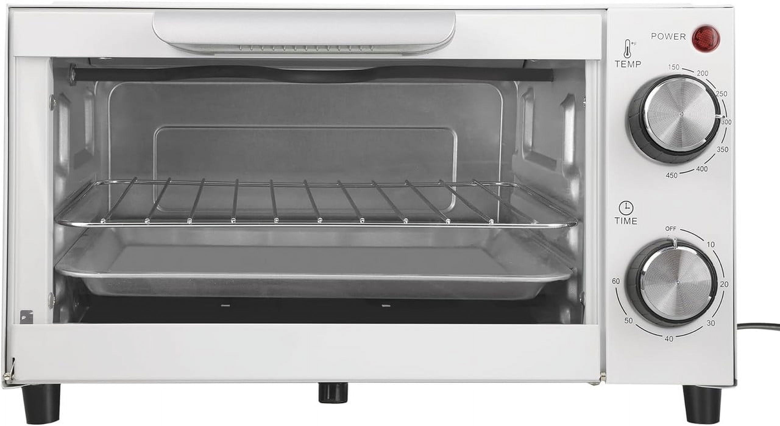 750W Toaster Oven 4 Slice with Baking Tray, Bake Toast Cook and Broil ...