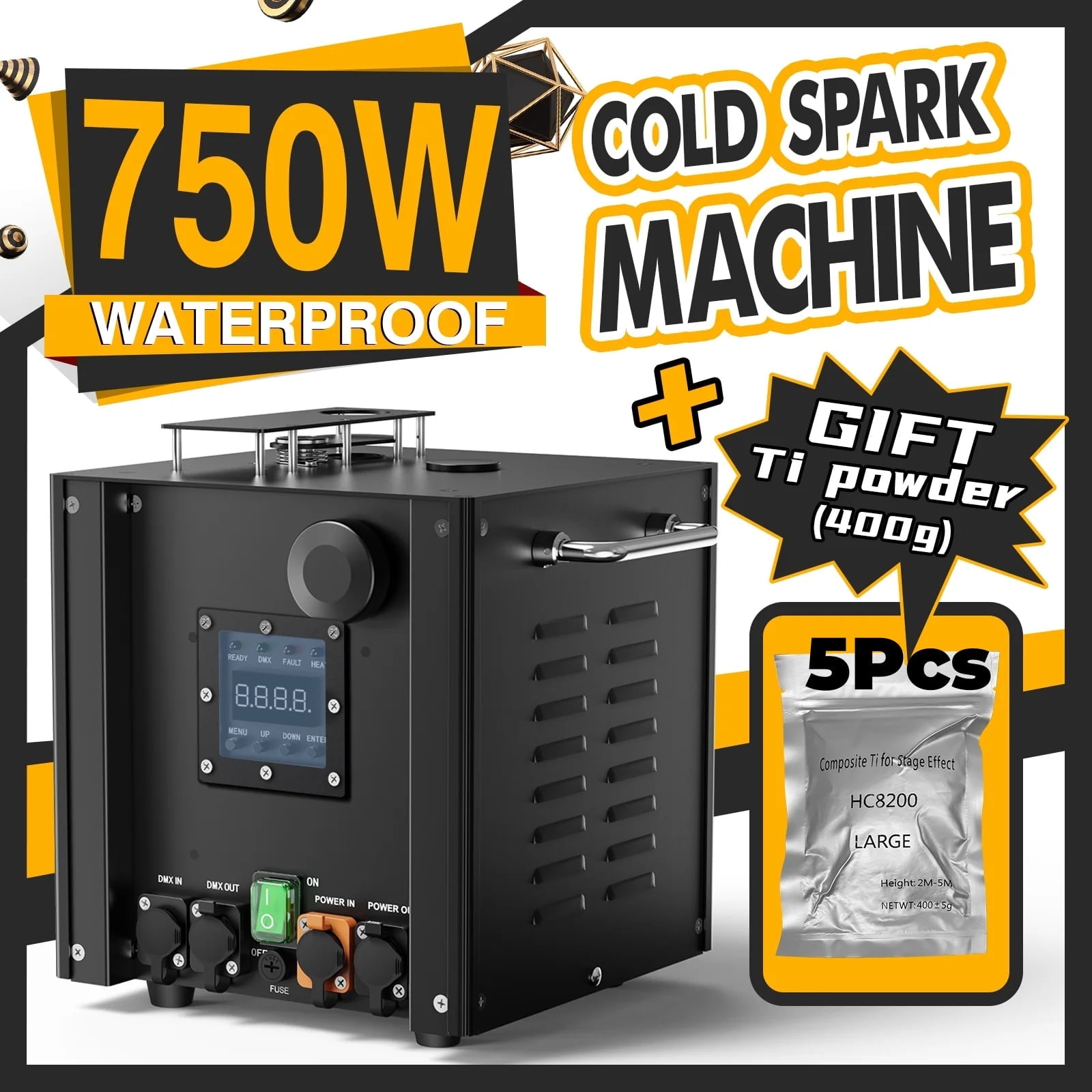Waterproof Cold Spark Machine 750W Stage Effect DMX Firework DJ Wedding ...