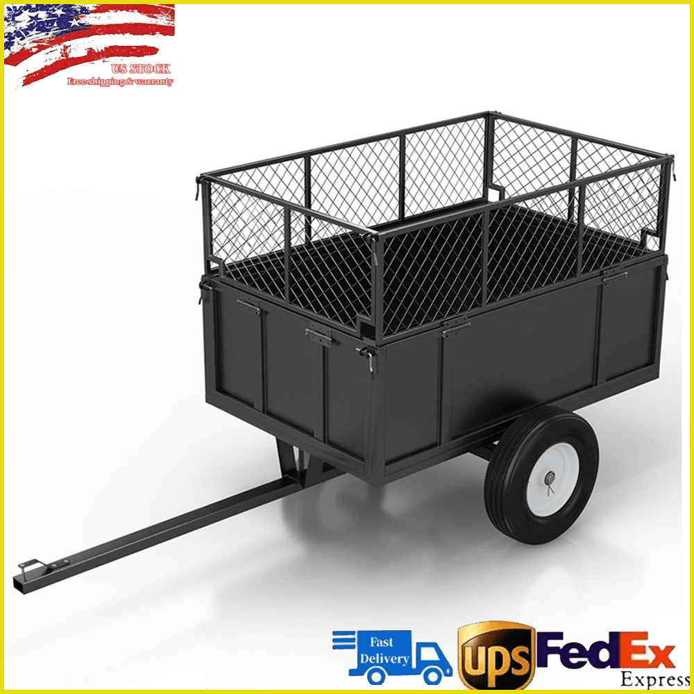 750lbs 17 Cubic Feet Utility Lawn Mower Trailer ATV Dump Trailers Pull ...