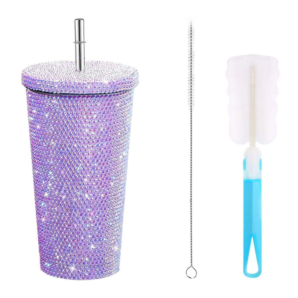 750ml Diamond Studded Insulated Cup, Double-layer Stainless Steel Straw ...