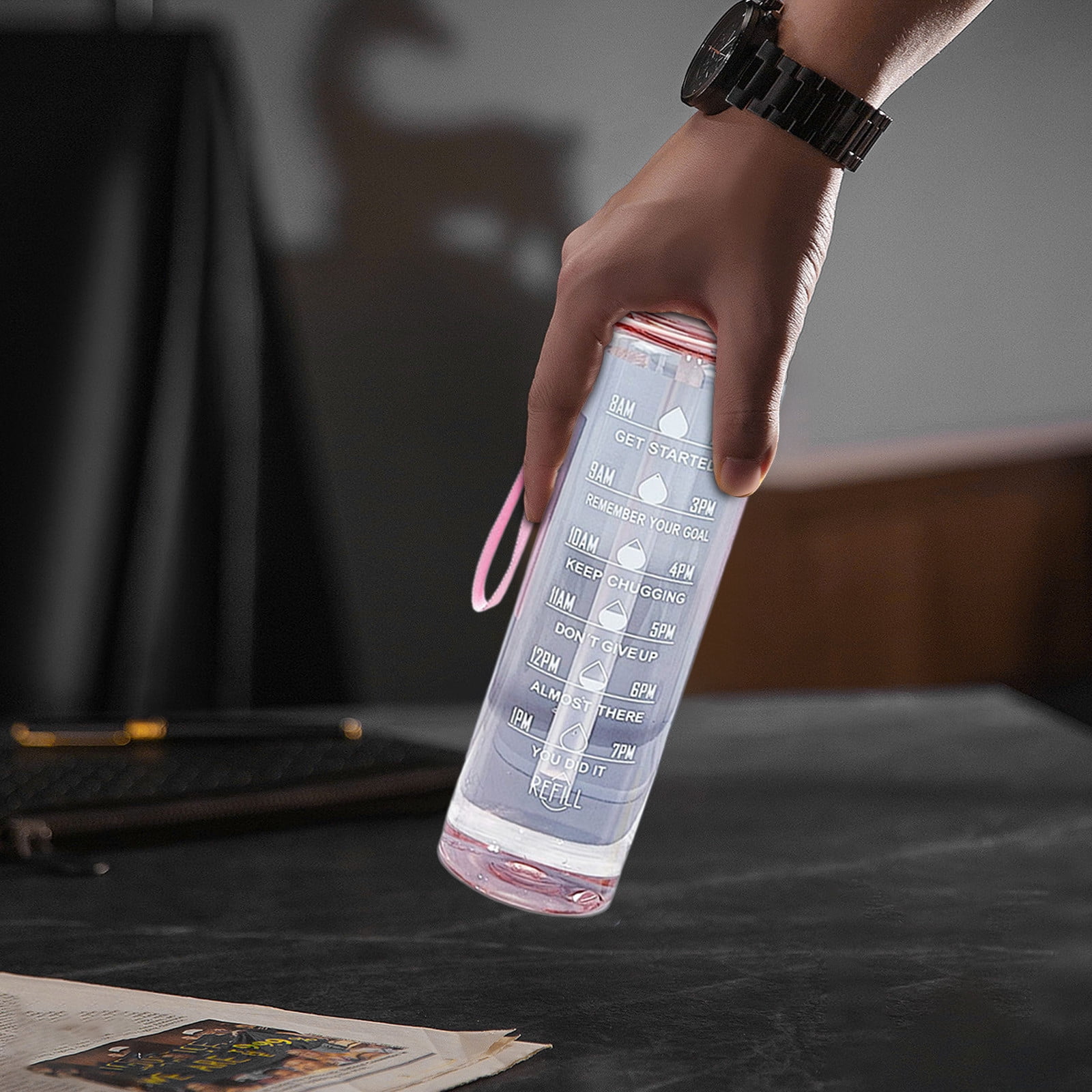 750ml Bottle with Time Markings, BPA-Free Plastic Travel Cup, Leak ...