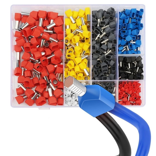 750pcs Twin Wire Ferrules Kit Terminal Crimp Connector Dual Bootlace ...