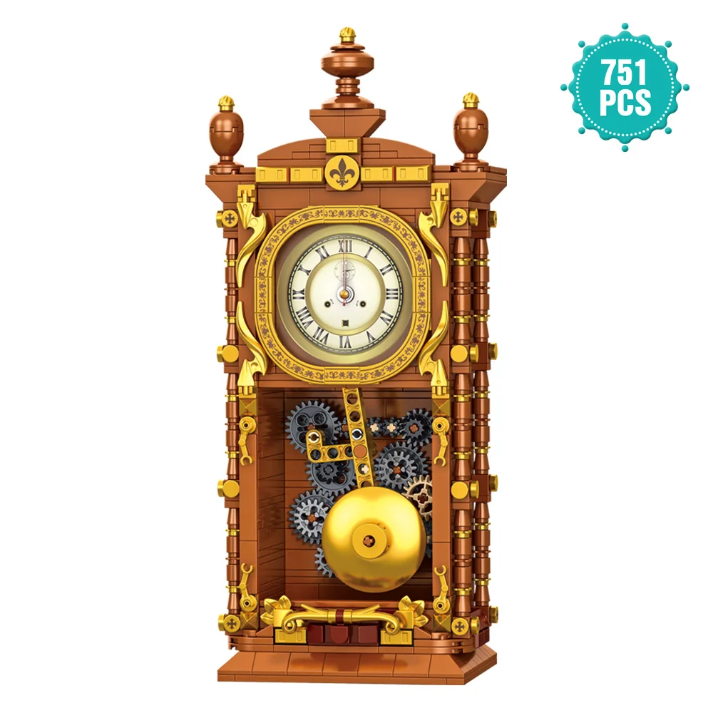 751PCS Classic Retro Series Swing Clock Building Blocks With Pendulum ...