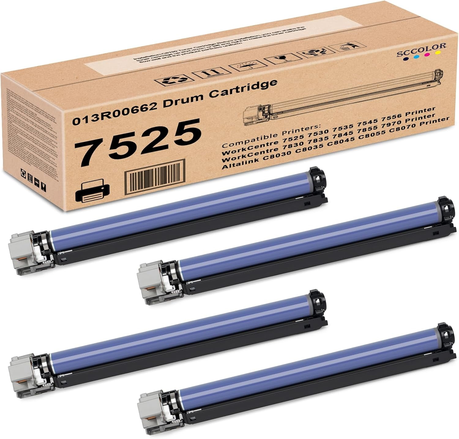 7525 Drum Unit 4Pack 013R00662 Drum Cartridge Compatible for Xerox ...