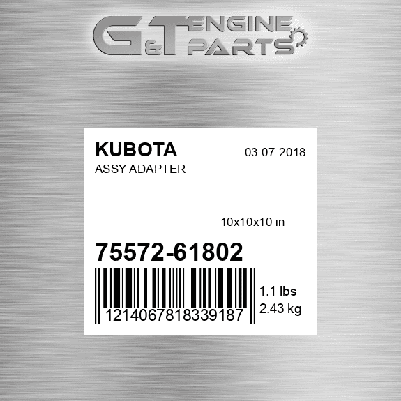 75572-61802 ASSY ADAPTER fits KUBOTA (New OEM) - Walmart.com