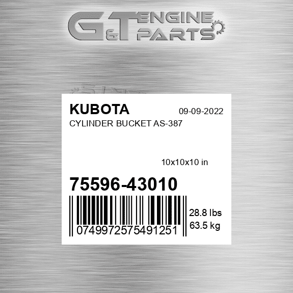 75596-43010 CYLINDER BUCKET AS-387 fits KUBOTA (New OEM) - Walmart.com