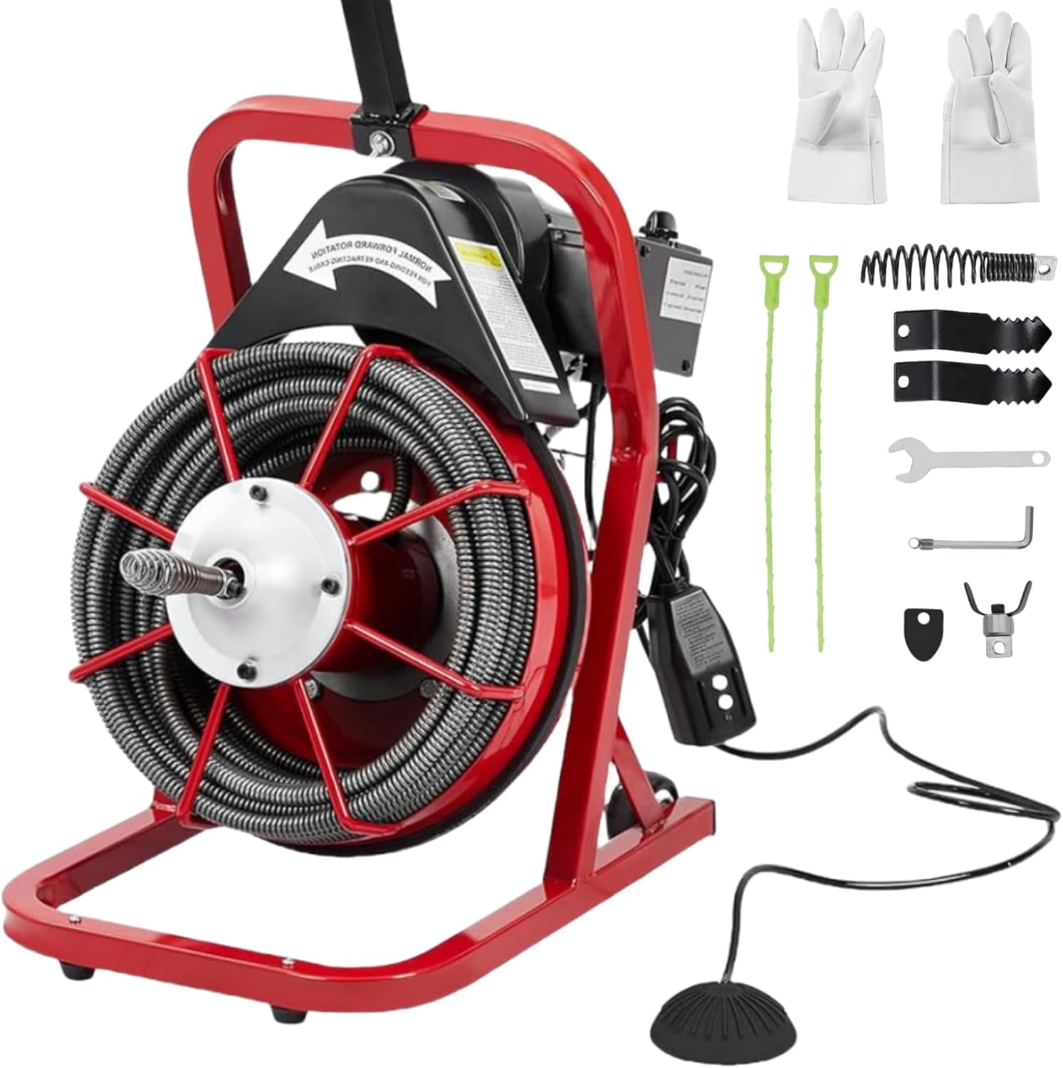75FT 1/2 Inch Electric Sewer Snake, Auto Feeding Drain Auger Cleaner ...