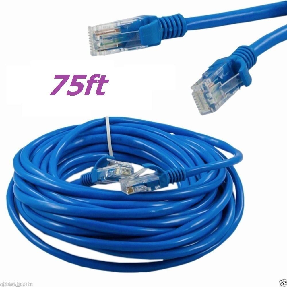 75FT 75 FT RJ45 CAT5 CAT 5 HIGH SPEED ETHERNET LAN NETWORK BLUE PATCH ...
