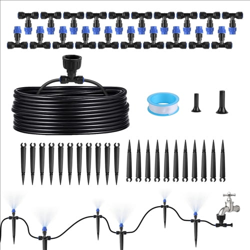 75FT Drip Irrigation System Kit for Garden, Automatic Misting Watering ...