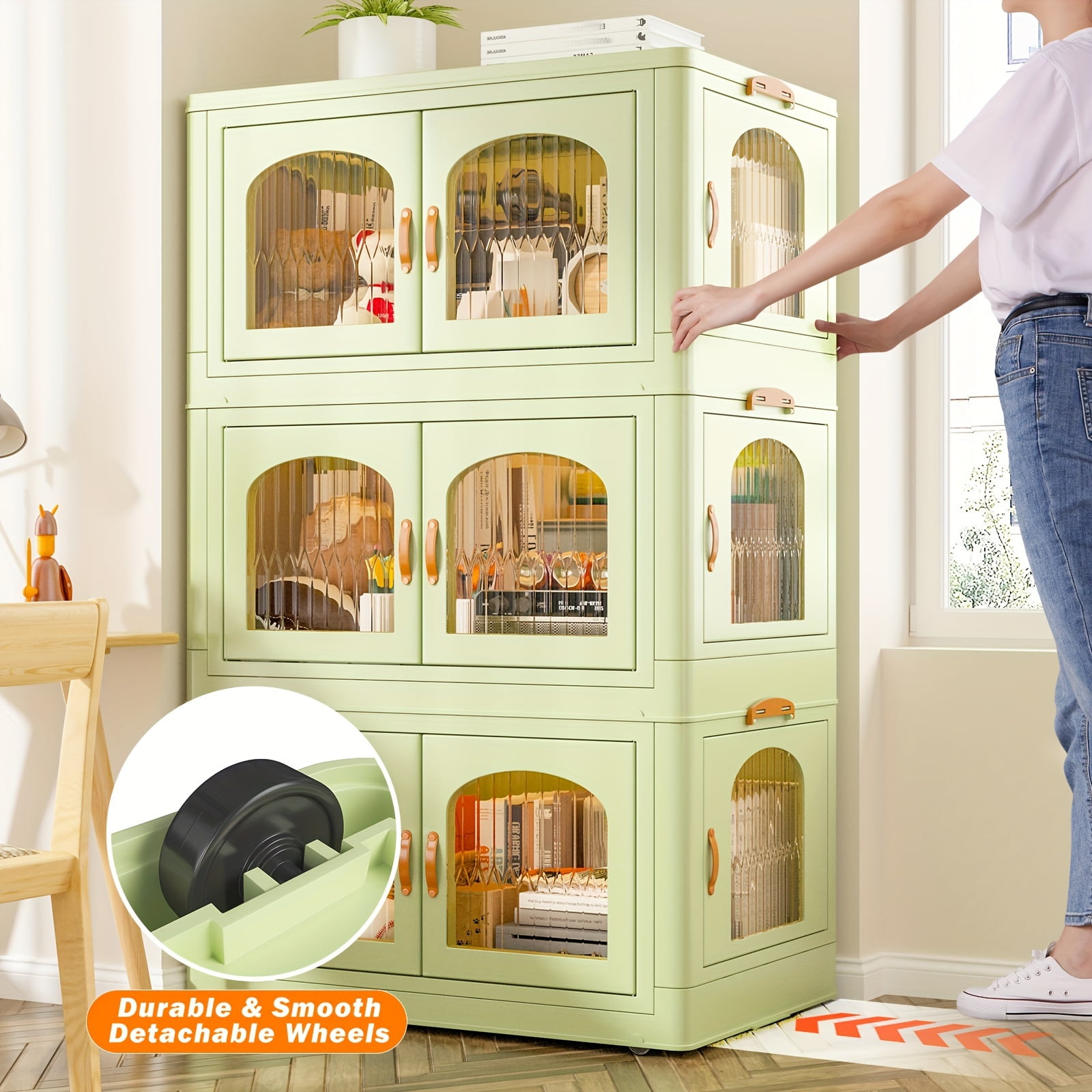 75GAL Heavy-Duty Plastic Storage Bin with Lid - Magnetic Doors & Wheels ...