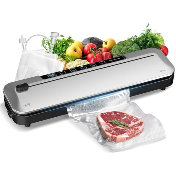 75KPa Food Vacuum Sealer,Light 6-in-1 Dry/Moist Modes with Digital ...