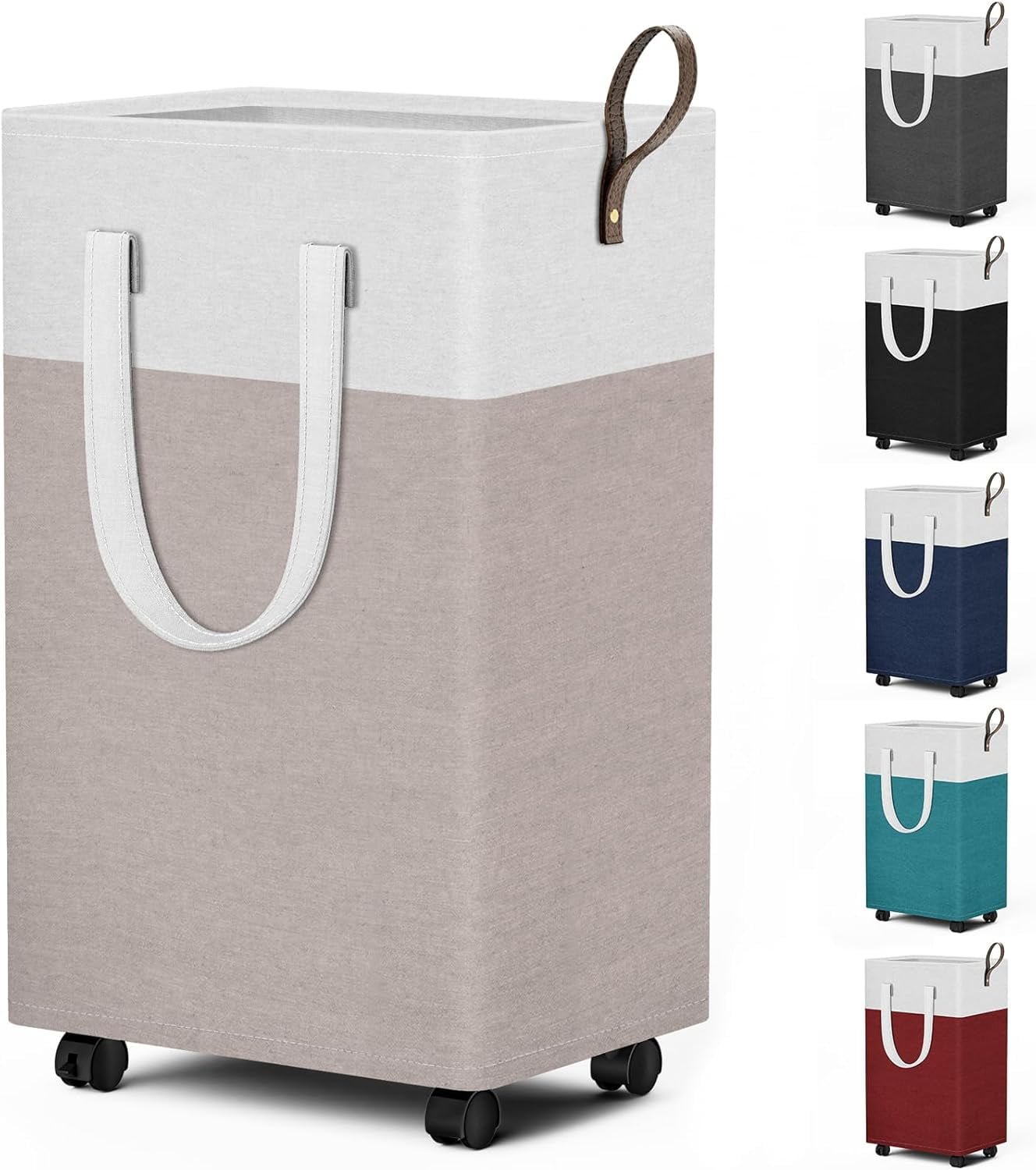 75L Rolling Laundry Basket with Wheels, Collapsible & Waterproof ...