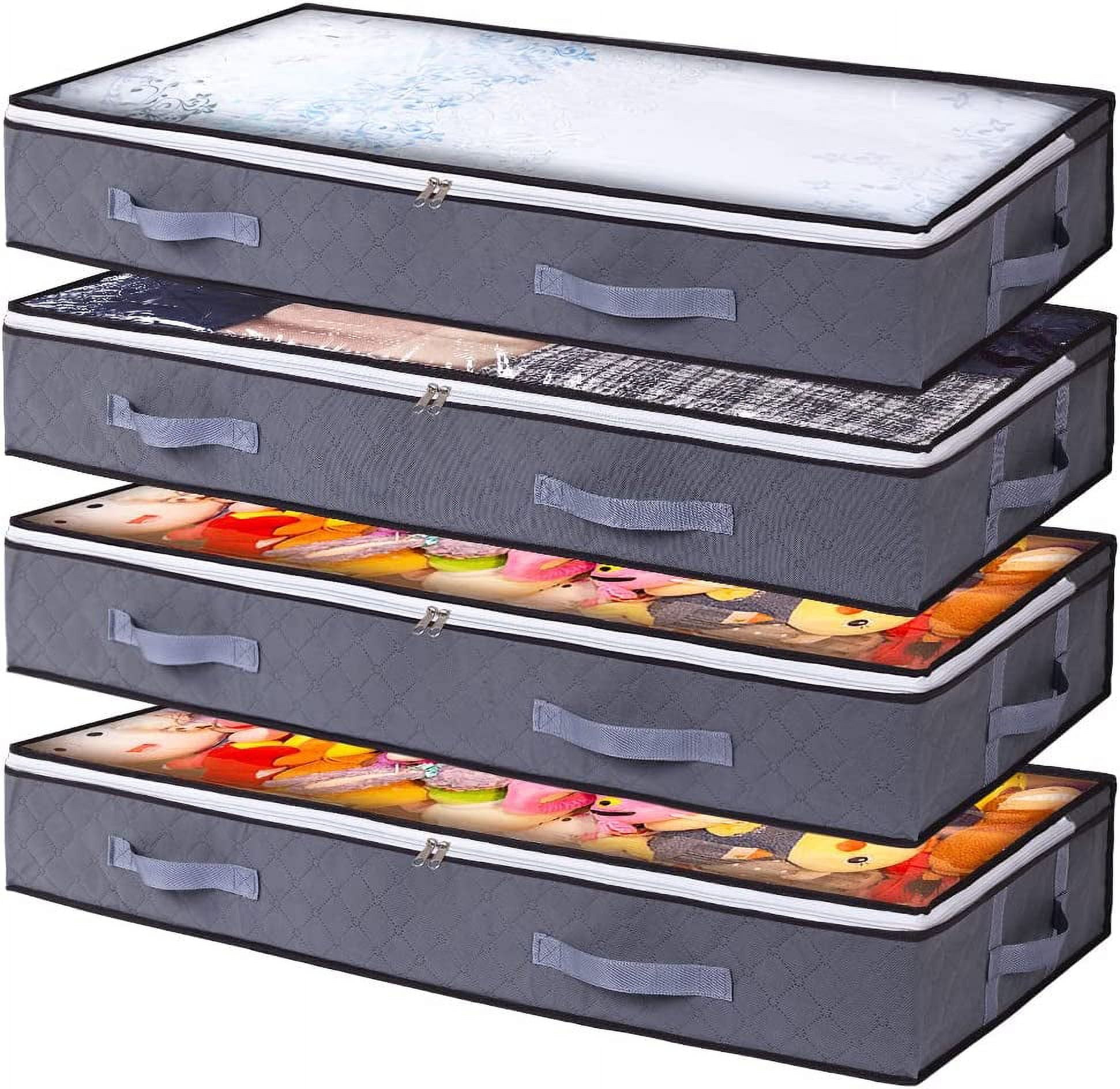 4 Pack 75L Underbed Storage Bags,Foldable Clothes Organizers Storage ...