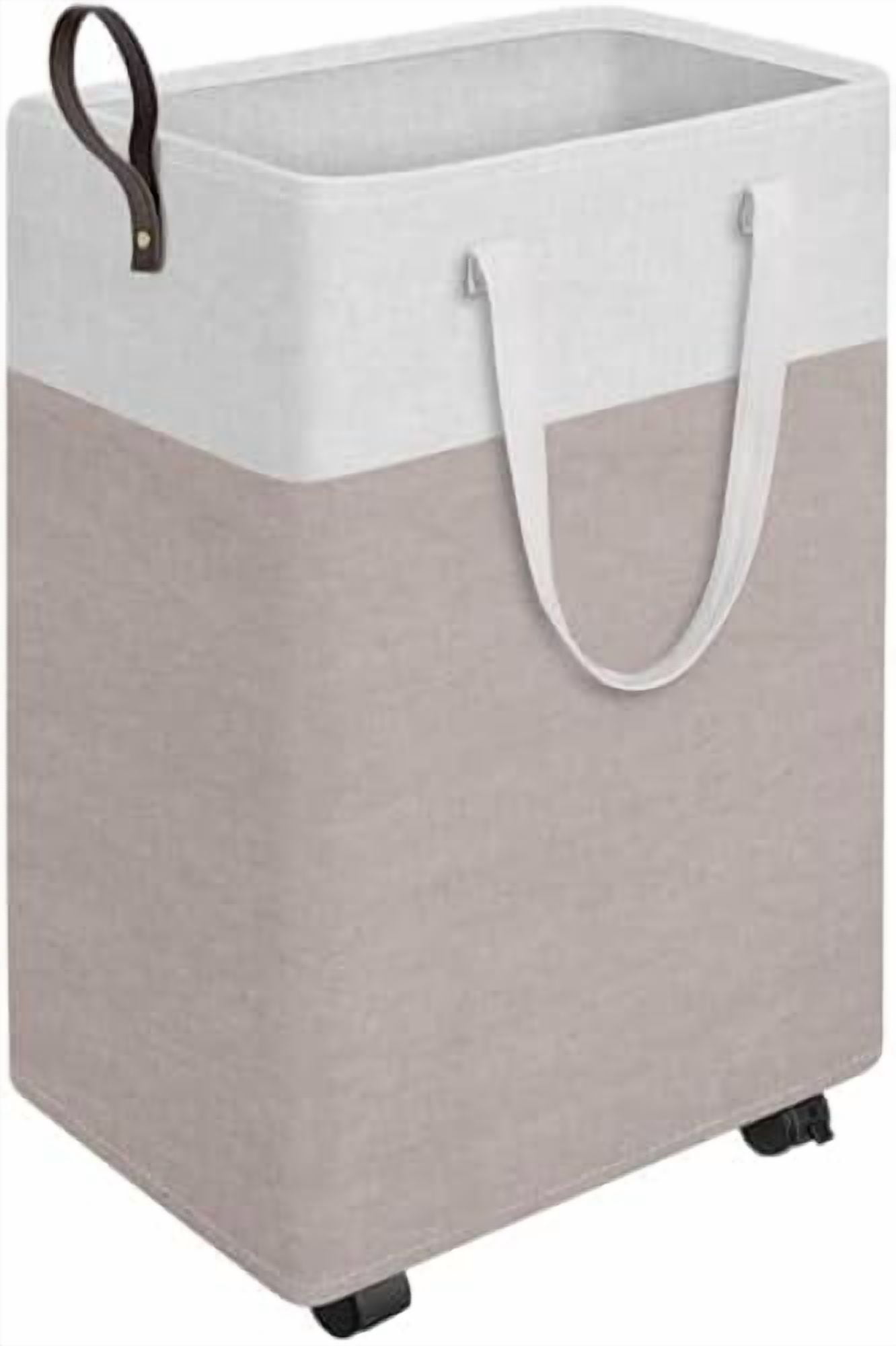 75L Waterproof Rolling Laundry Hamper - Collapsible Clothes Basket with ...