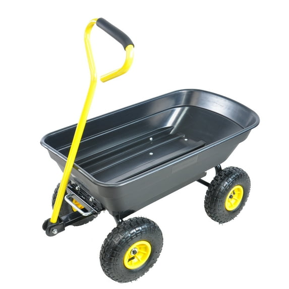75L Yard Cart, Dump Cart with 180° Rotating Handle and 10 Inch ...