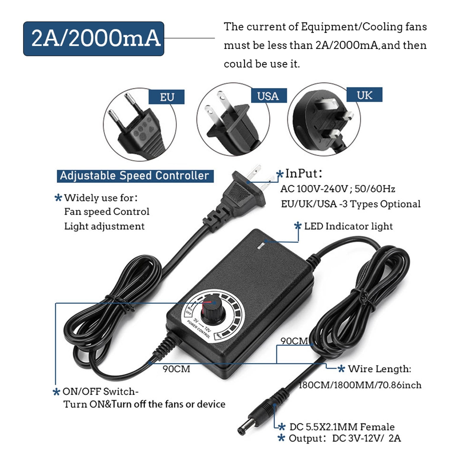 75MM Turbo Blower Fan 12V DC Female Connector 75X75X30mm Centrifugal ...