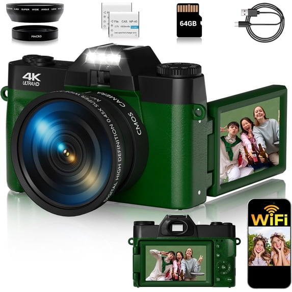 75MP Digital Camera,4K WiFi Vlogging Camera with 3.0" 180? Flip Screen ...