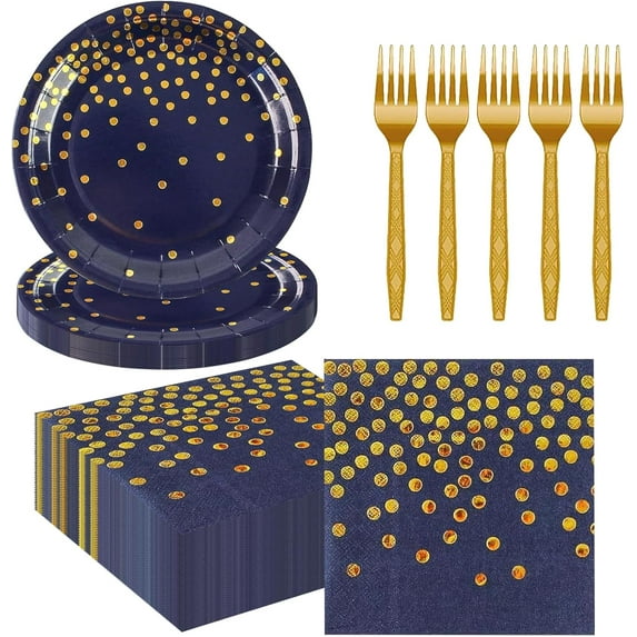 75PCS Paper Plates and Napkins Set, Disposable 9IN Party Dinner Plates ...