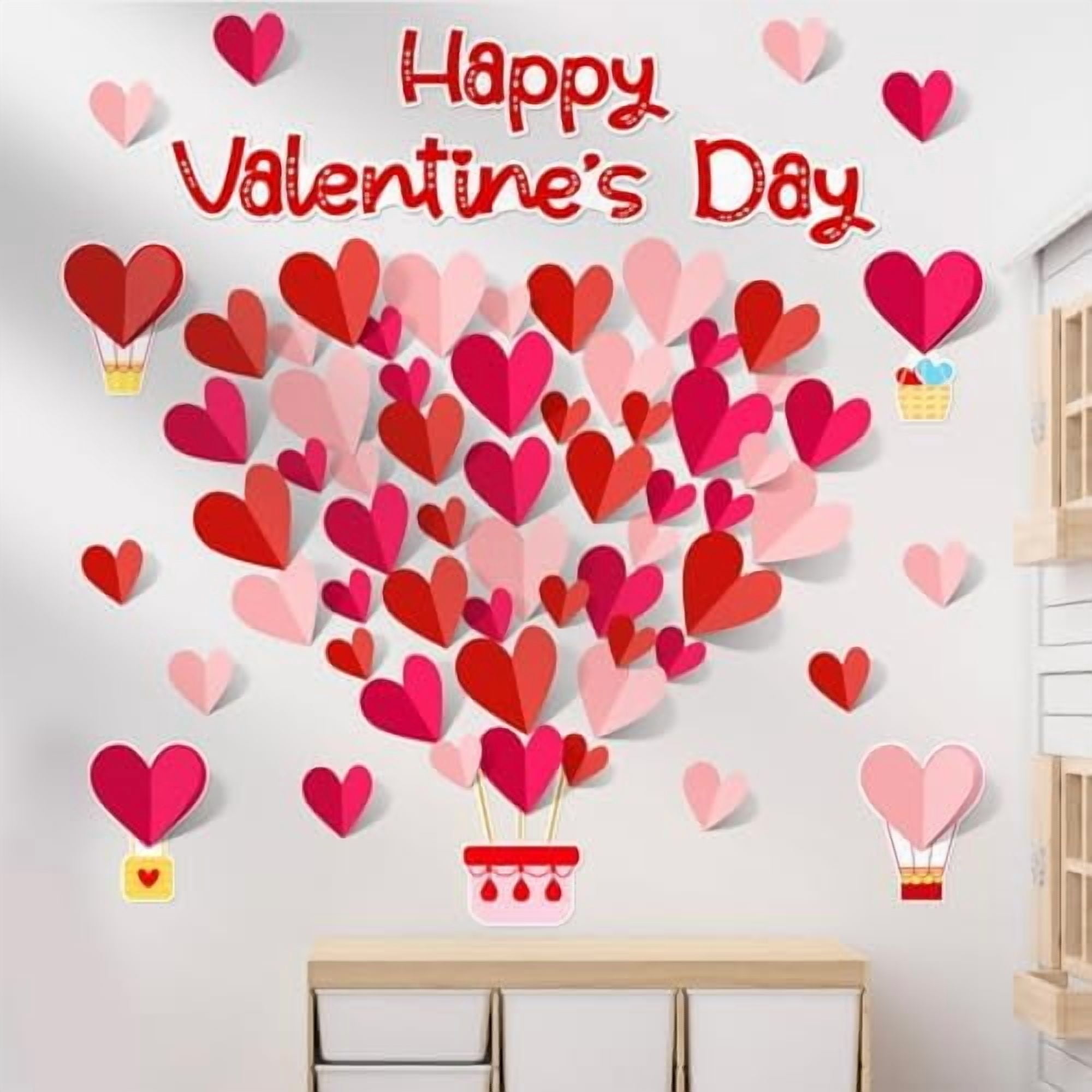 75PCS Valentine's Day Bulletin Board Classroom Decoration 3D Heart Hot ...