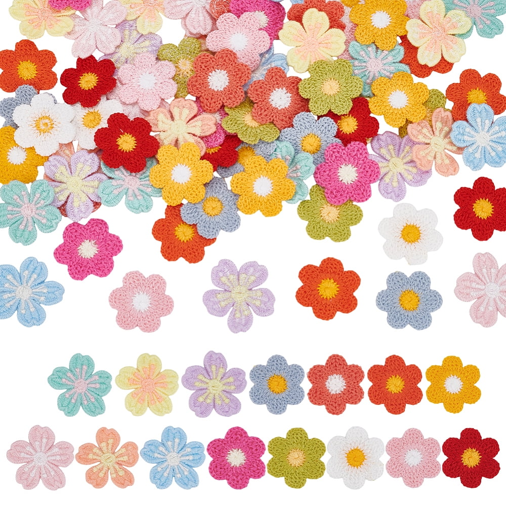 75Pcs 15 Colors Flower Polyester Ornament Accessories for DIY Clothes ...