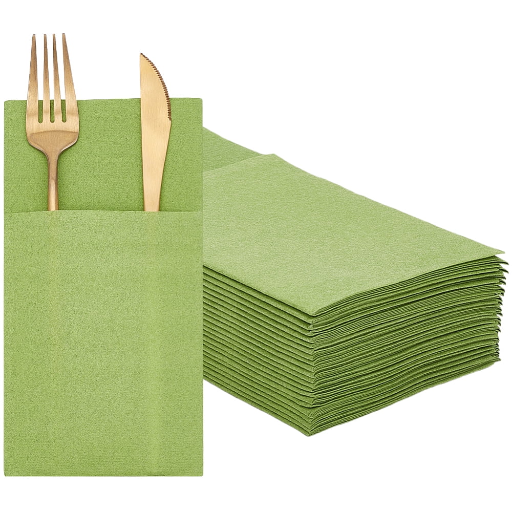 75Pcs 16" x 16" Paper Linen Napkins Bulk Green Soft Native Wood Pulp ...
