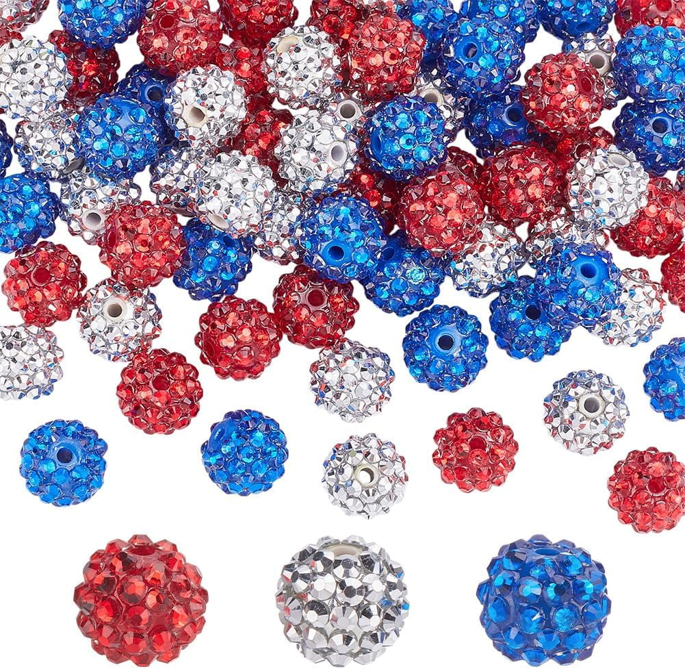 75Pcs 3 Colors Rhinestone Beads for Jewelry Making 14mm Shiny Round ...