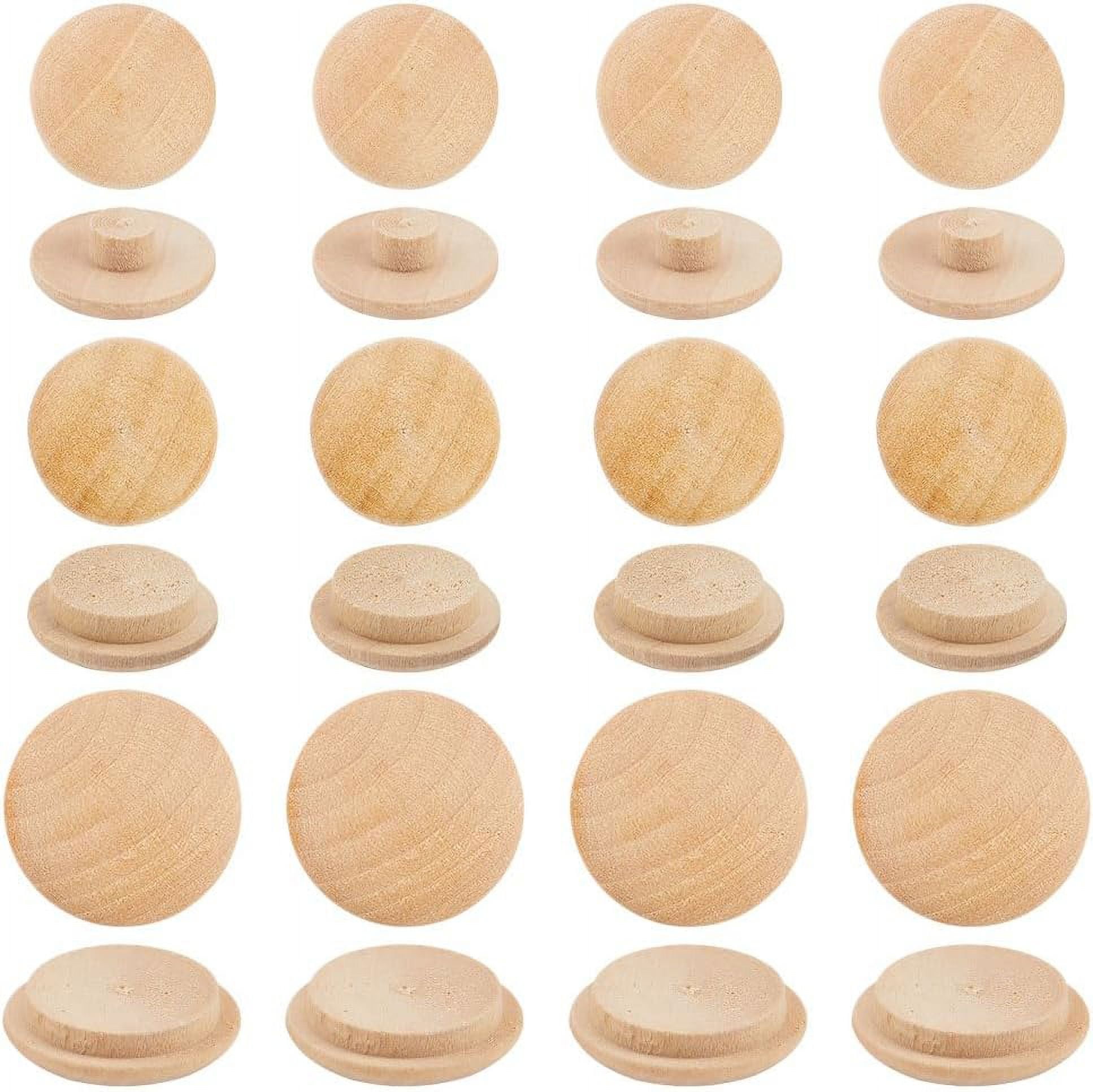 75Pcs 3 Sizes Furniture Buttons Round Wood Button Plugs Unfinished ...