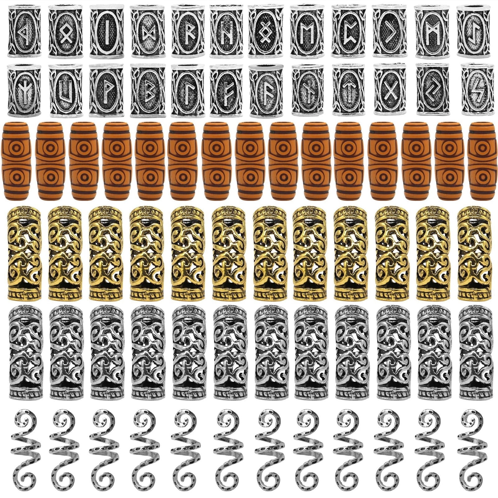 75Pcs Beard Beads,Viking Beard Hair Beads Alloy Dreadlocks Bead ...