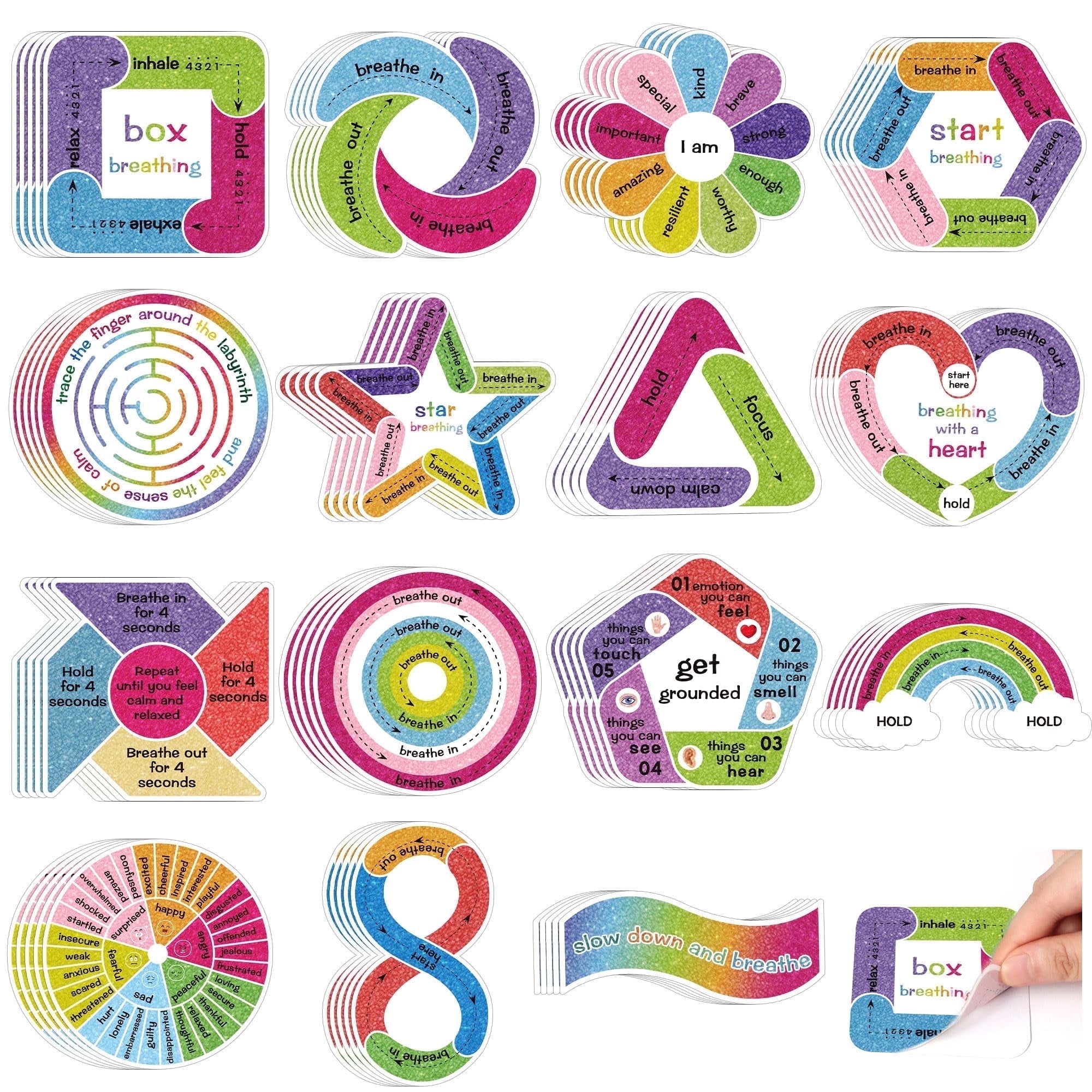 Neasyth 75 Pcs Anxiety Sensory Stickers Calm Strips, Adhesive Textured ...