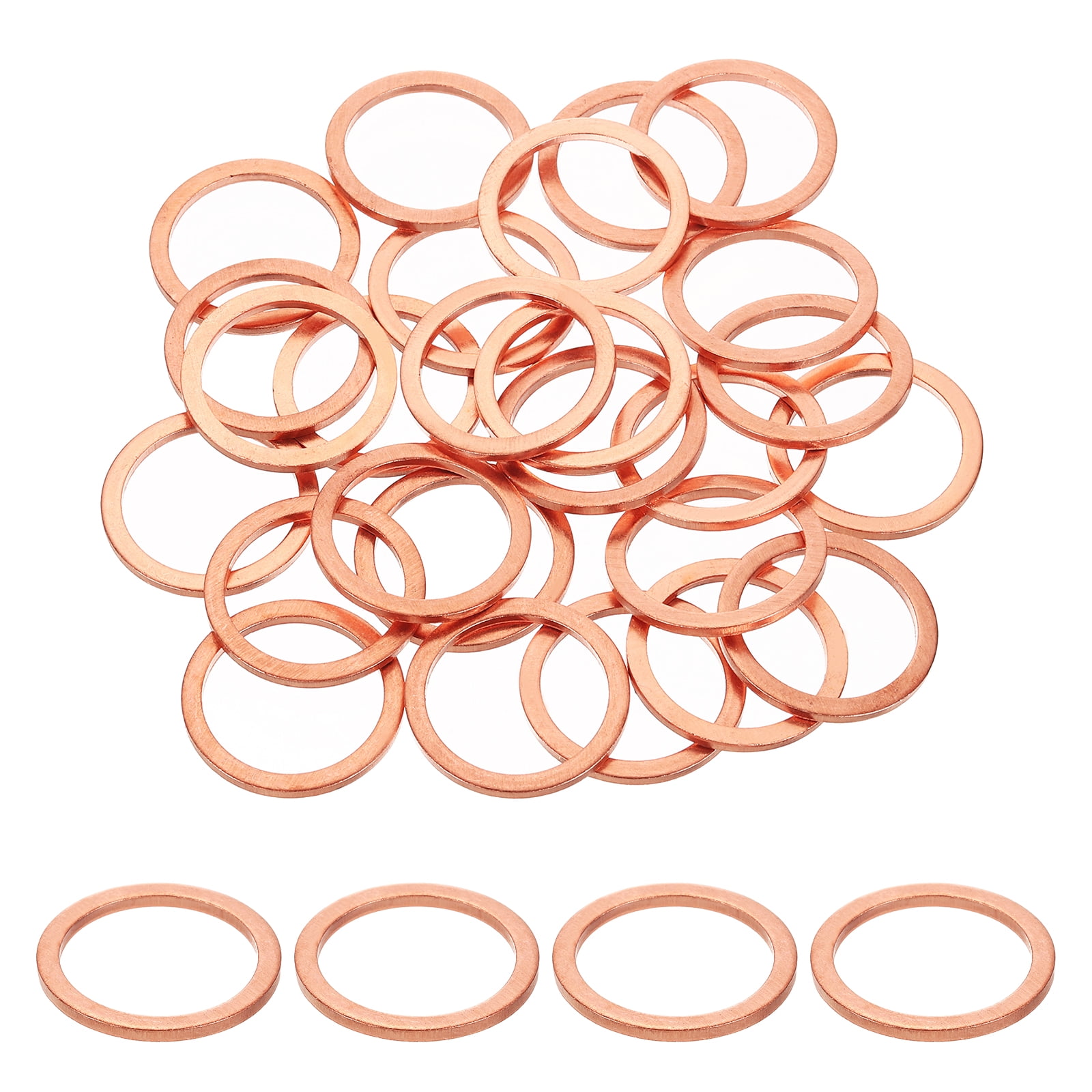 Uxcell 75Pcs M24 Flat Washer Copper Washer Sealing Rings 24mm ID 30mm ...