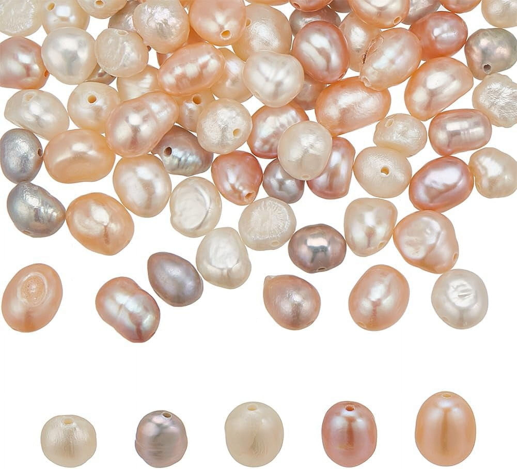75Pcs Natural Cultured Freshwater Pearl 5 Style 5-9mm Genuine Irregular ...