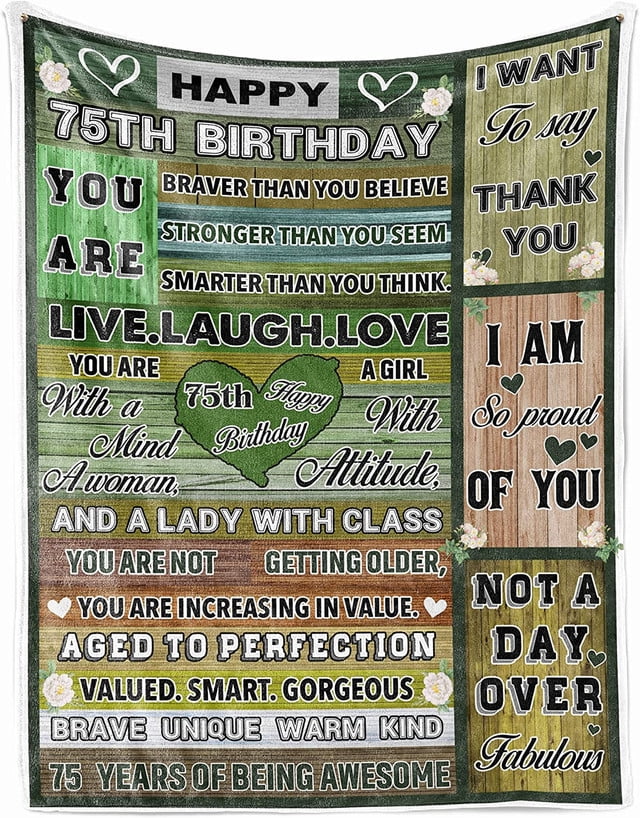 75Th Birthday Blanket For Women Vintage 1947 75 Years Of Being Awesome ...