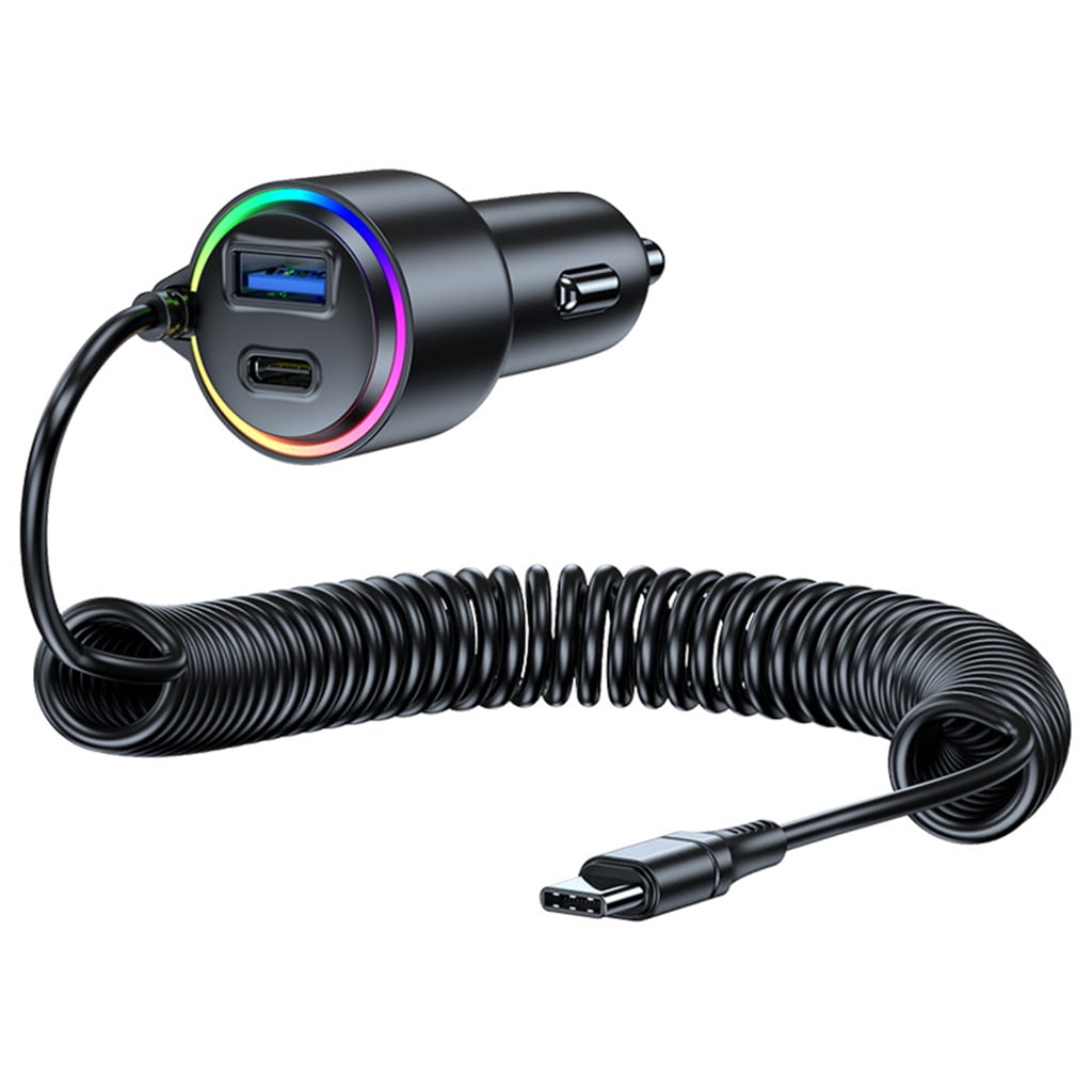 75W Car Charger with Spring Cable Universal Charger for Fast Charging ...