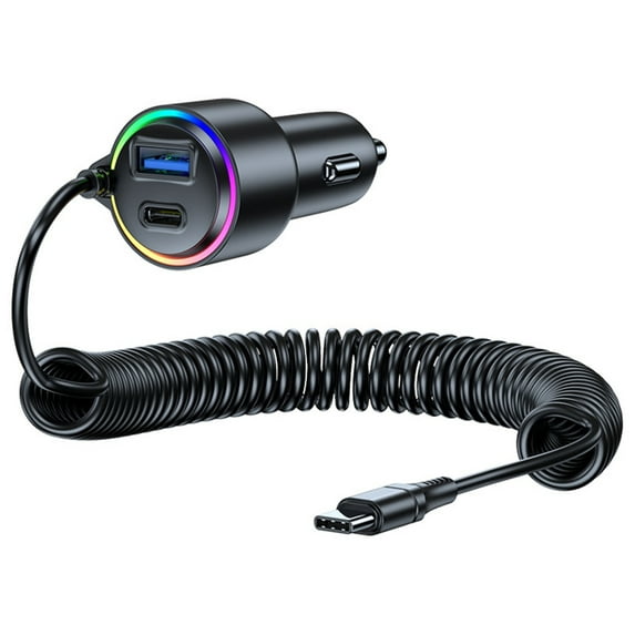 75W Car Charger with Spring Cable Universal Charger for Fast Charging ...
