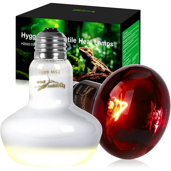 75W Reptile Heat Lamp Bulbs 2- -- UVA Daylight & Night Combo, Efficient ...